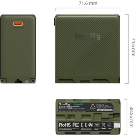 battery Smallrig NP-F970 USB-C Rechargeable Camera Battery (Green ...